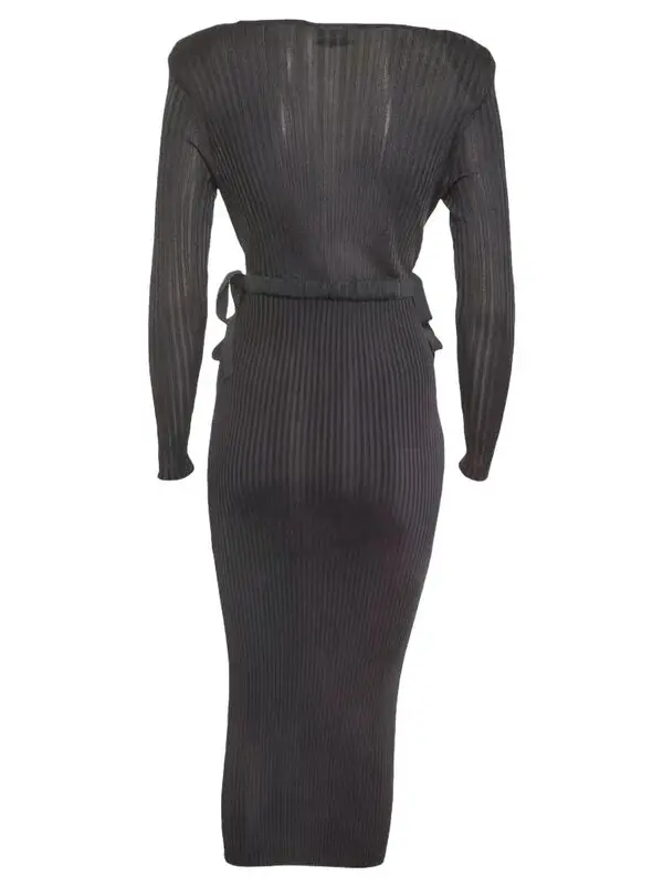 SELF-PORTRAIT Cut-out Rib-knit Midi Dress - Grey