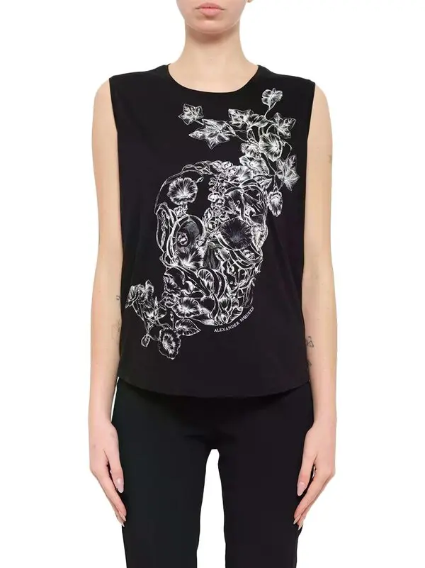 Alexander McQueen Life Skull-print Sleeveless Top - Black