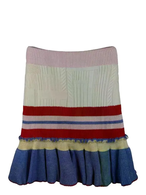 Alexander McQueen Ruffle-trim Cable-knit Midi Skirt - Neutrals
