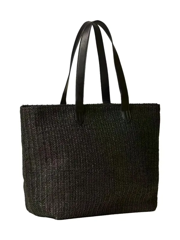 TWINSET Raffia Shopper Bag With Fringes - Black