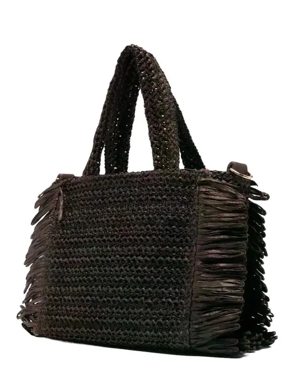 MARC ELLIS Buby Claire Woven Fringe-trim Tote Bag - Brown