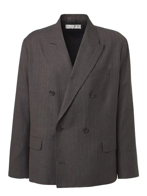 Our Legacy Halt Striped Wool And Cotton Blazer - Grey