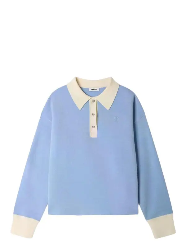Sandro Polo-collar Buttoned Polo Top - Blue