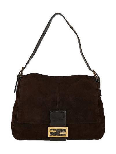 Fendi Vintage Suede Mama Baguette Shoulder Bag - Brown