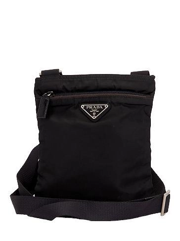 Prada Tessuto Flat Messenger Bag - Black