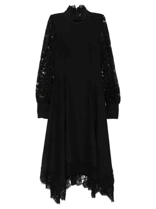 ERMANNO FIRENZE Lace-panelled Asymmetric Dress - Black