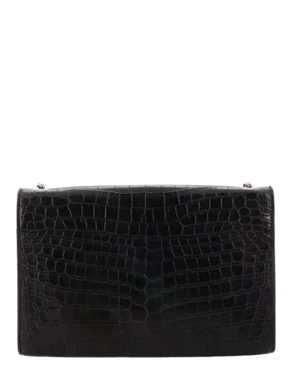 Saint Laurent Classic Monogram Tassel Crocodile Embossed Leather Medium Cross Body Bag - Black