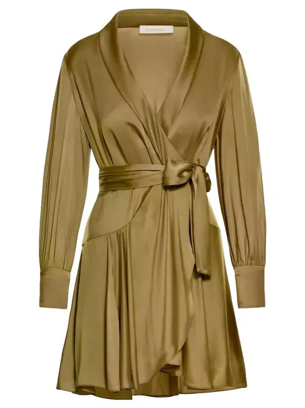 Zimmermann Silk Wrap Mini Dress - Green