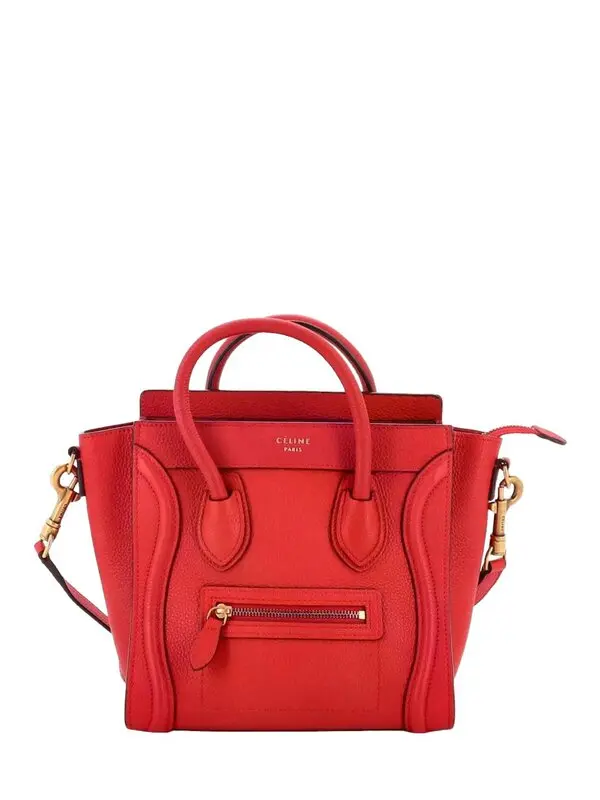 Celine Grainy Leather Nano Cross Body Bag - Red