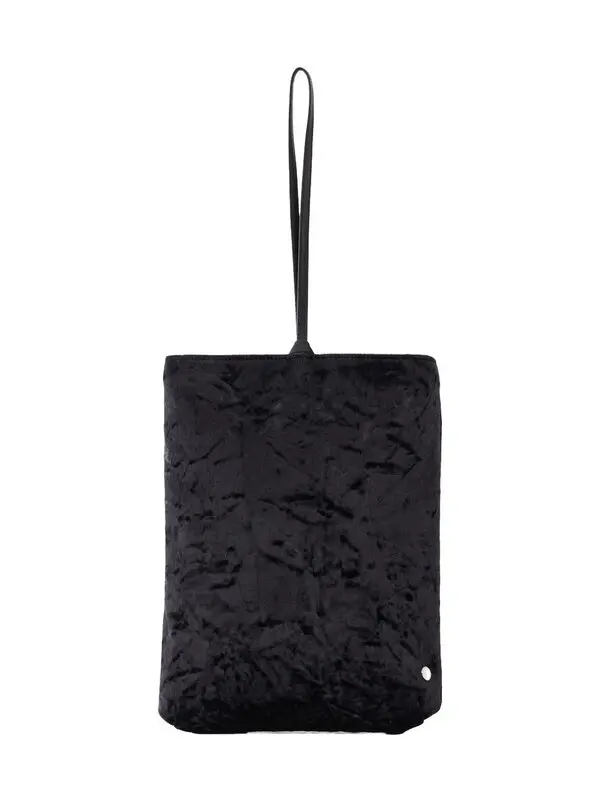 VALESQUE Bundle Leather-trimmed Velvet Clutch - Black