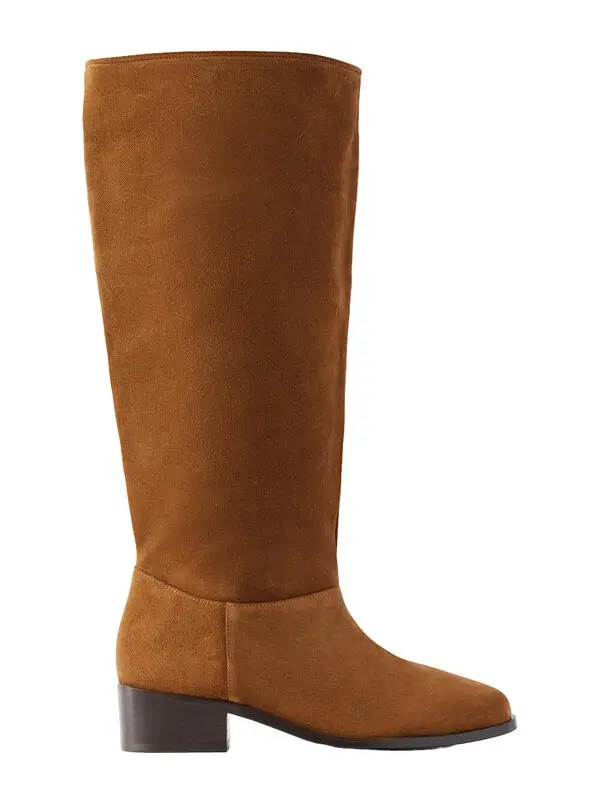 Staud Indie Slouch Suede Knee Boots - Brown