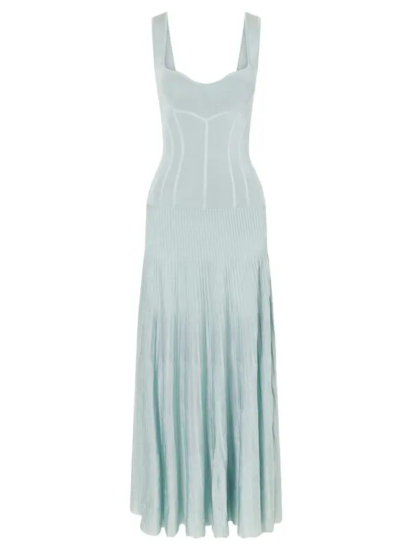 Galvan Aurelia Ribbed Woven Gown - Blue