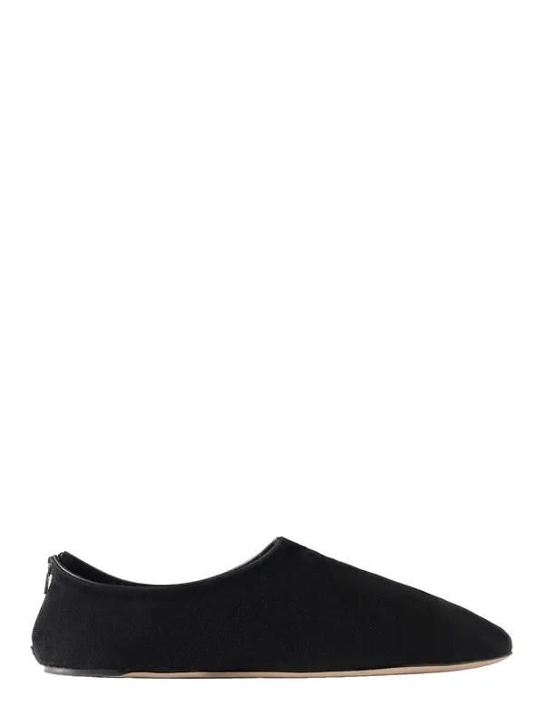 THE ROW Stellene Suede Moccasins - Black