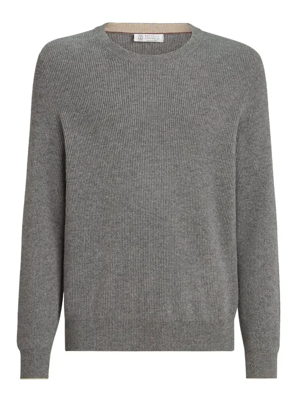 Brunello Cucinelli Cashmere English Rib Sweater - Grey