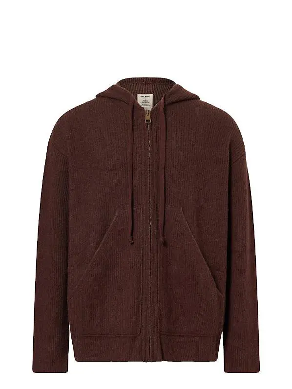 UMA WANG Ribbed Cashmere Hoodie - Brown Red/brown