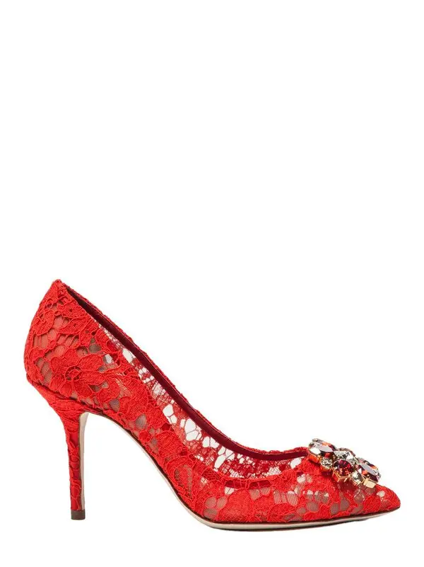 Dolce & Gabbana Bellucci Taormina Lace Pumps - Red