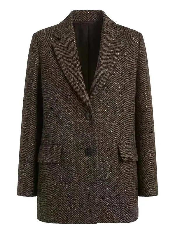 Peserico Sequin-embellished Herringbone Blazer - Brown