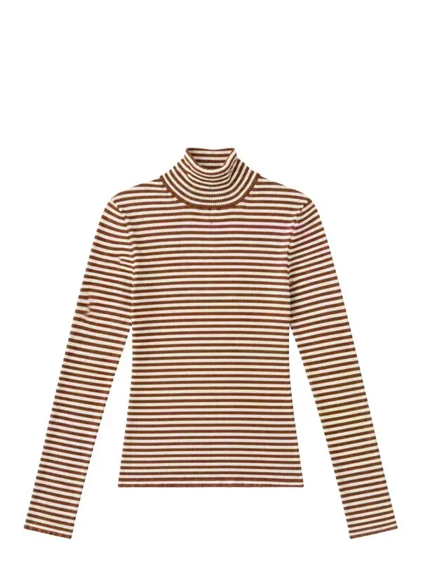 Max Mara Striped Ribbed-knit Sweater - Brown