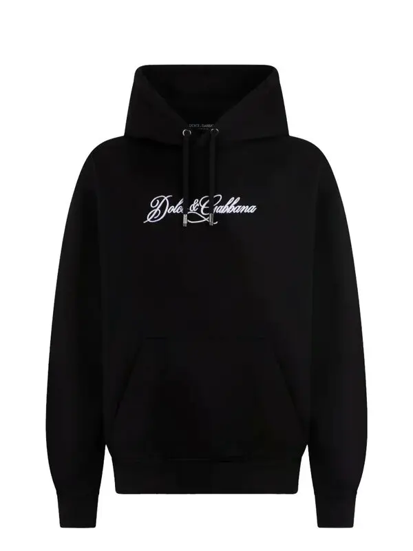 Dolce & Gabbana Logo-embroidered Drawstring Hoodie - Black