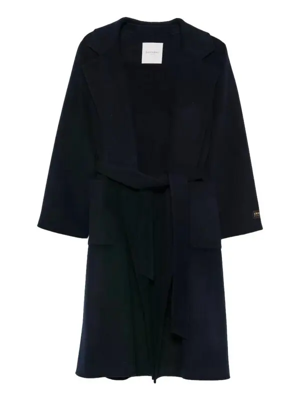 ERMANNO FIRENZE Belted Notch-lapels Coat - Blue
