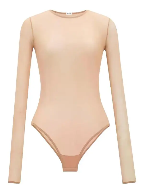 Saint Laurent Sheer Long-sleeve Bodysuit - Neutrals
