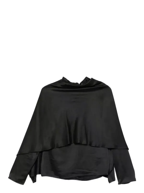 RÓHE Satin Draped-cape Blouse - Black