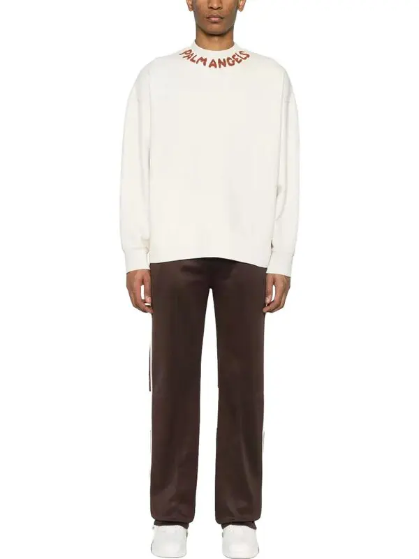 Palm Angels Logo-print Cotton Sweatshirt - Neutrals