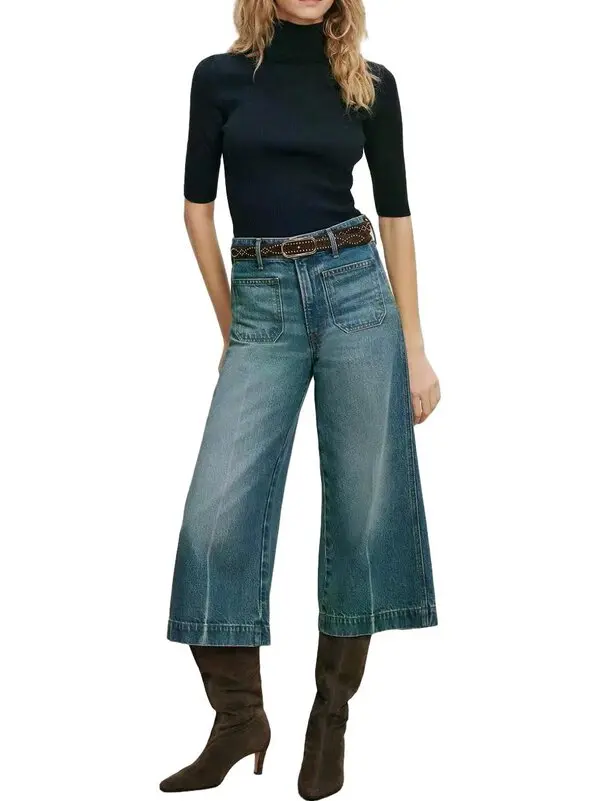 Veronica Beard Marlowe Patch-pocket Cropped Jeans - Blue
