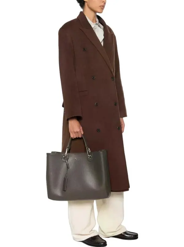 Emporio Armani Logo-print Grained Tote Bag - Grey