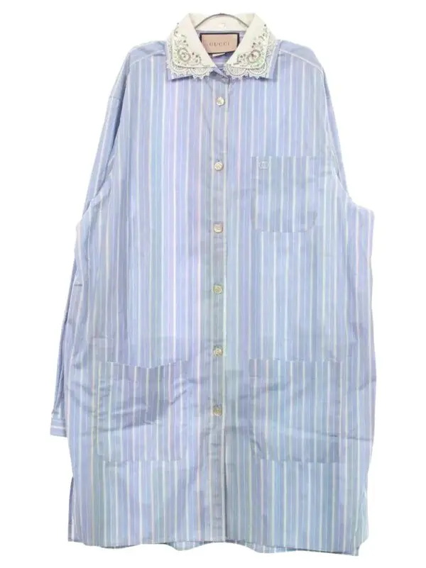 Gucci 2010s Striped Shirt Dress - Blue