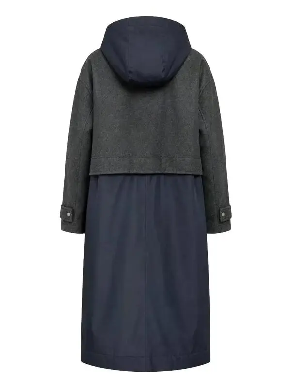Plan C Layered Hooded Coat - Grey