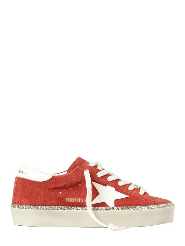 GOLDEN GOOSE Hi Star Suede Platform Sneakers With A Distressed Finish - Rust