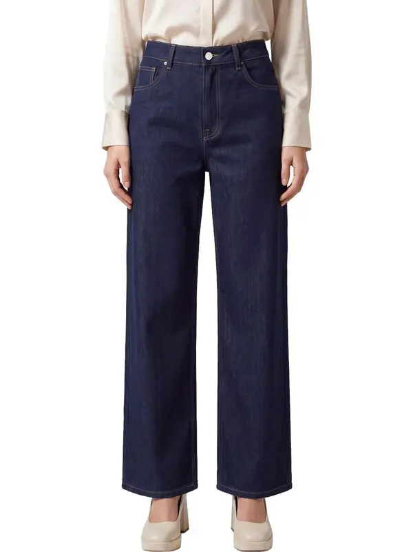 RÓHE Mid-rise Wide-leg Jeans In Cotton With Five Pockets - Denim