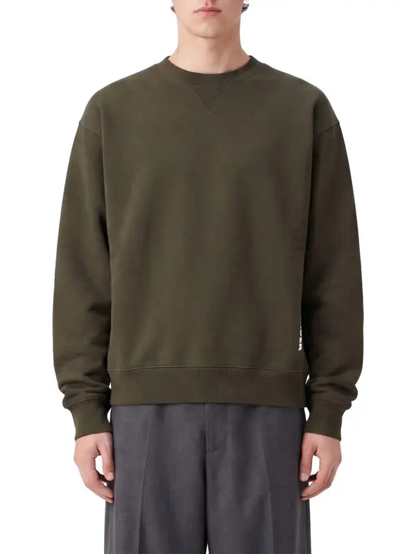 JIL SANDER Crewneck Cotton Sweatshirt With Elasticated Cuffs And Hem - Olive