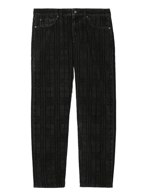 Burberry Check Flocked Straight Jeans - Black