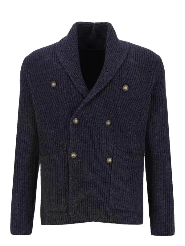 AL DUCA D’AOSTA 1902 Double-breasted Shawl-collar Cardigan - Blue