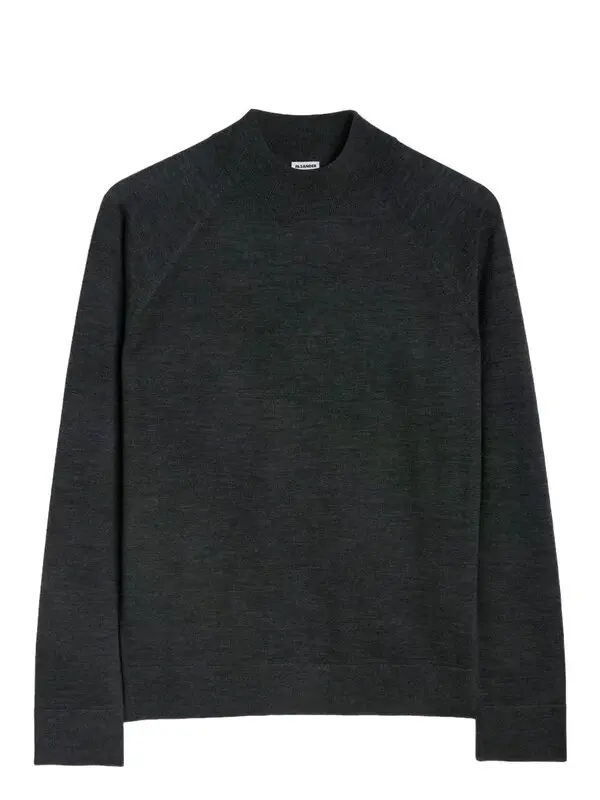 JIL SANDER Mock-neck Slim-fit Lightweight-wool Sweater - Grey