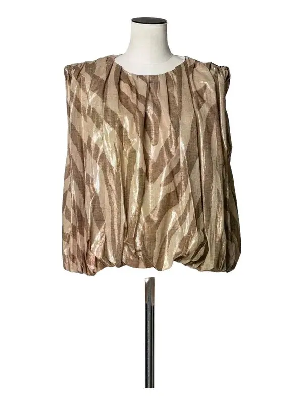 MULLER OF YOSHIOKUBO Dune Metallic-print Balloon Top - Brown