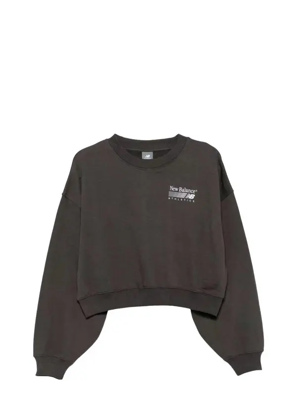 NEW BALANCE Trackside Logo-emboridery Cropped Sweatshirt - Black