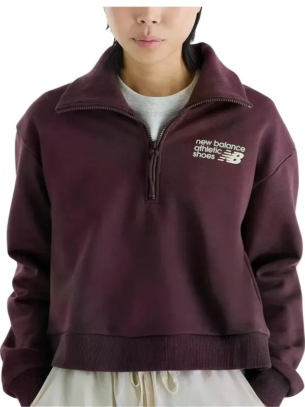 NEW BALANCE Athletics Premium Half-zip Logo-embroidery Sweatshirt - Red