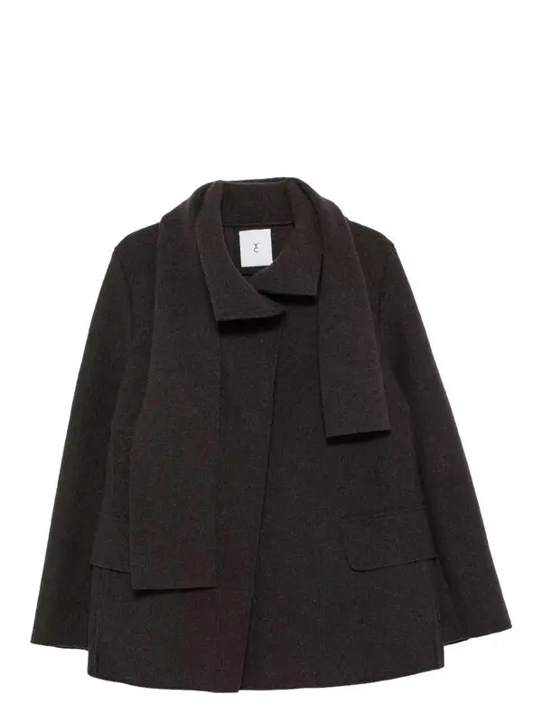 WHYCI Scarf-detail Flap-pocket Coat - Brown