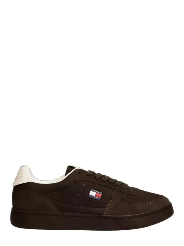 Tommy Hilfiger Logo-patch Perforated Low-top Sneakers - Brown
