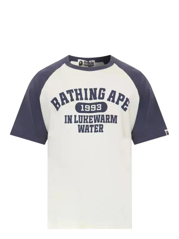 A BATHING APE Raglan-sleeve Logo-print Cotton T-shirt - Neutrals