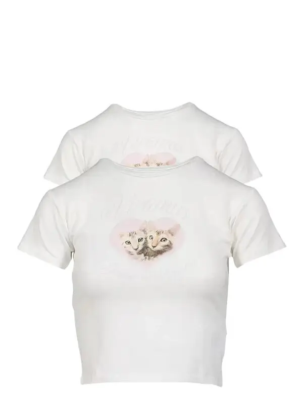VIVAMUS Graphic Print Cropped T-shirt - White