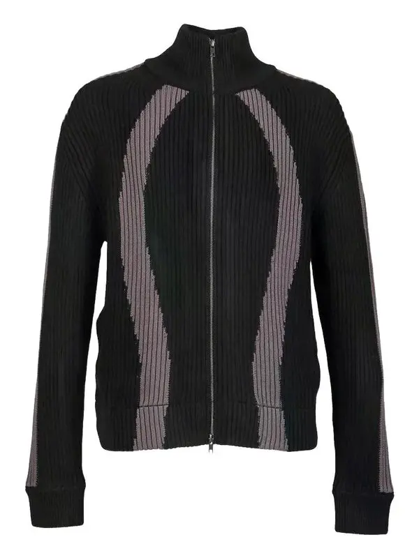 VIVAMUS Ribbed-knit Double-zip Cardigan - Black