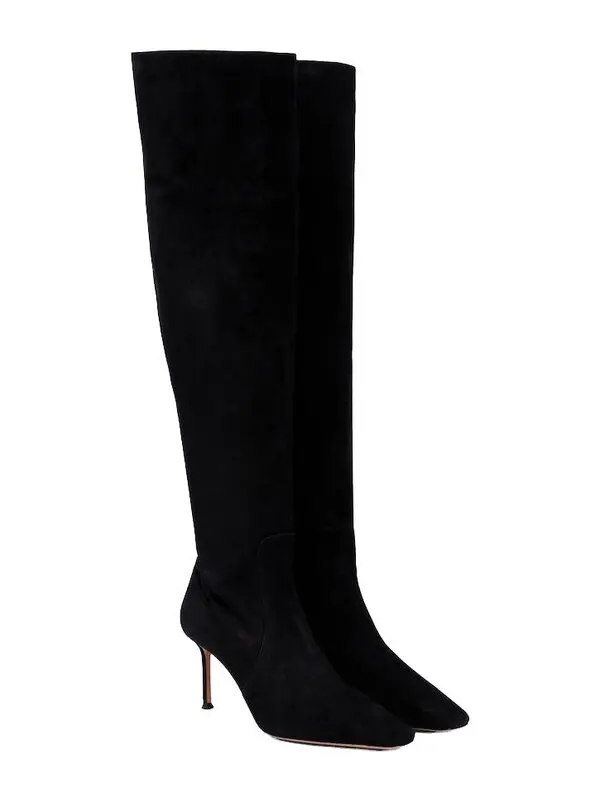 AQUAZZURA Vespera Suede Over-the-knee Boots - Black