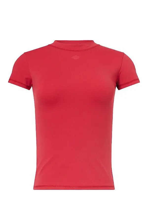 THE COUTURE CLUB Sculpt Short-sleeved Stretch-woven T-shirt - Cherry