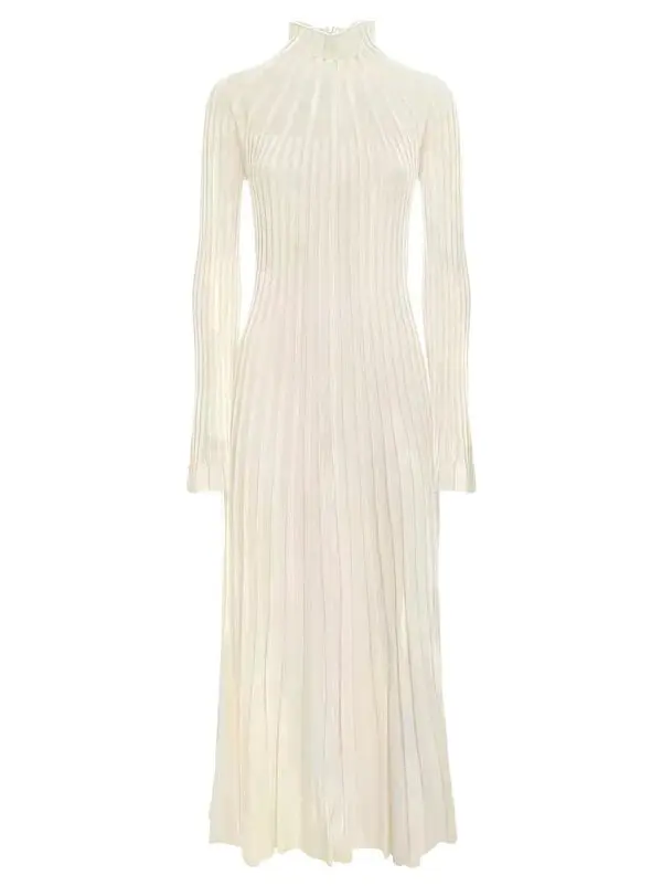Malo Ribbed-knit Long-sleeve Dress - White