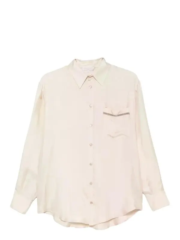 Antonelli Firenze Beaded-trim Pocket Shirt - Neutrals