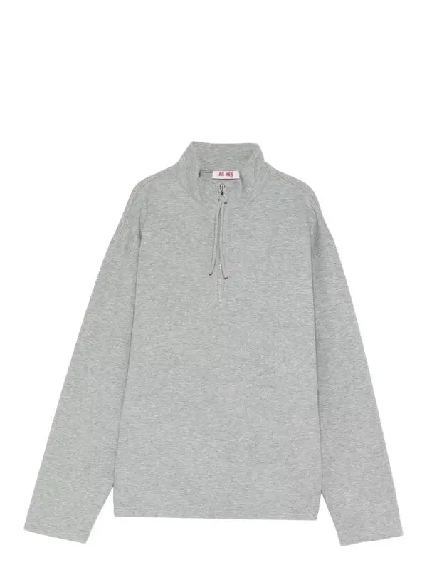 AO YES Quarter-zip Embroidered Sweater - Grey